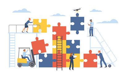 Solving problem and joint work teamwork assemble Vector Image