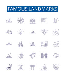 Famous landmarks line icons signs set design Vector Image