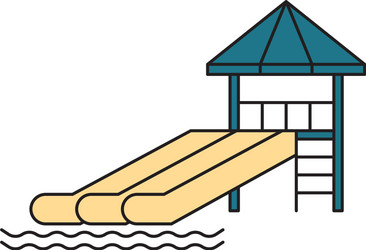 Water park slide icon symbol isolated on white Vector Image