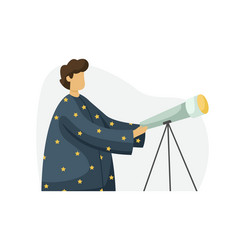 An astronomer in a mantle with a telescope Vector Image