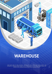 Blue warehouse presentation poster Royalty Free Vector Image