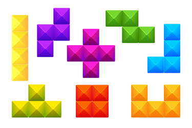 Game bricks set colorfull blocks clasic logic Vector Image