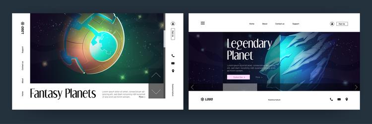 Space landing page with cartoon galaxy planets Vector Image