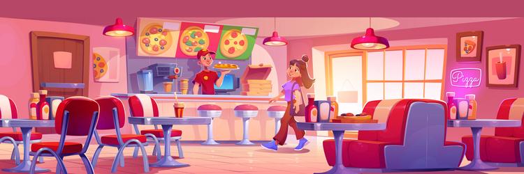 Pizza and fast food restaurant interior Royalty Free Vector