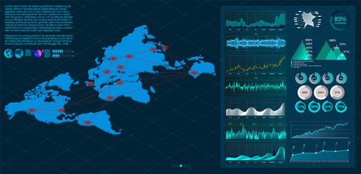 World map infographic demographic statistics Vector Image