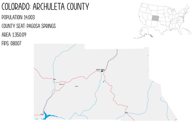 Large and detailed map of alamosa county Vector Image