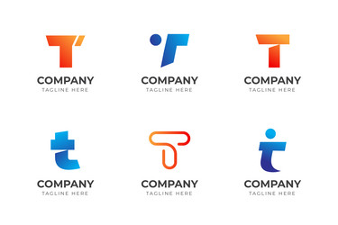 Set of creative letter t logo design template Vector Image