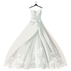 Elegant wedding dress adorned with flowers Vector Image