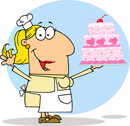 Tan cartoon cake maker woman Royalty Free Vector Image
