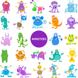 Cartoon monster characters big set Royalty Free Vector Image