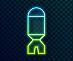 Glowing neon line rocket launcher with missile Vector Image