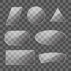 Realistic detailed 3d glass plates set Royalty Free Vector