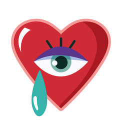 Heart with eye flying Royalty Free Vector Image