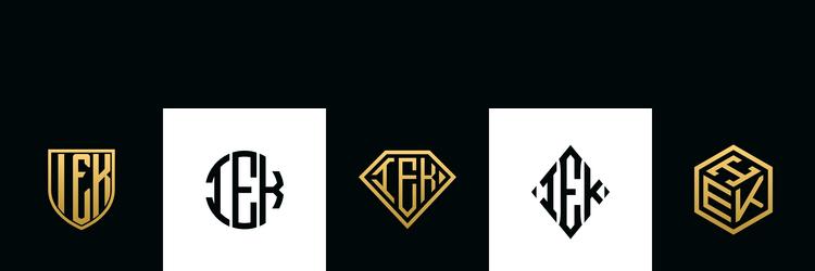 Initial letters hek logo designs bundle Royalty Free Vector