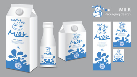 Milk package design label design boxes Royalty Free Vector