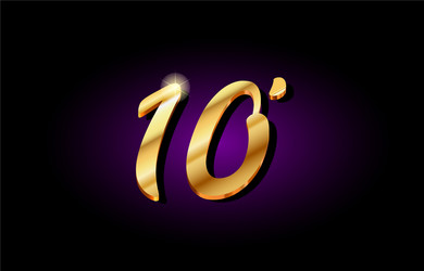 Gold number 10 ten logo icon design Royalty Free Vector