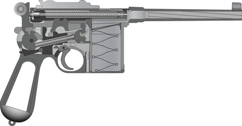 Cross section of a gun Royalty Free Vector Image