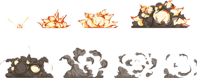 Set of smooth explosion Royalty Free Vector Image