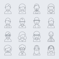 Woman and man face line icons female male profile Vector Image