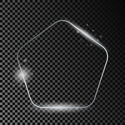 Silver glowing rounded pentagon shape frame Vector Image