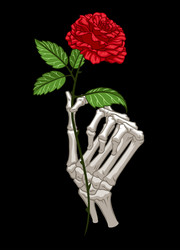 Praying female hand holding a red rose Royalty Free Vector