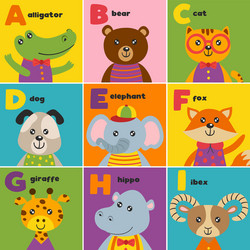 Alphabet cards for kids educational preschool Vector Image