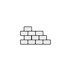 Brick wall isolated flat wall line icon Royalty Free Vector