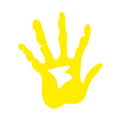 Handprint paint color yellow Royalty Free Vector Image
