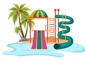 Water park with swimming pool amusement slide Vector Image