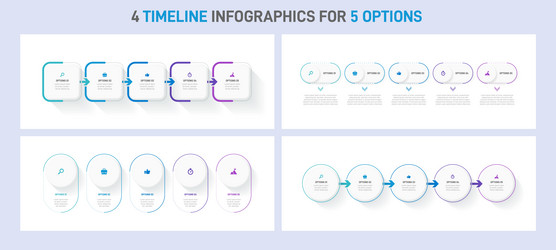 Timeline infographic set with infochart modern Vector Image
