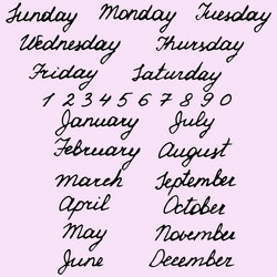 Names days of the week and months Royalty Free Vector Image