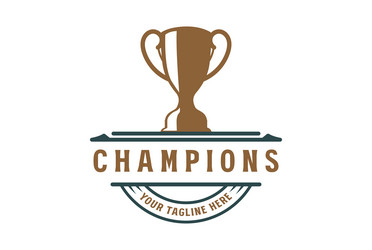 Champion trophy cup logo design Royalty Free Vector Image