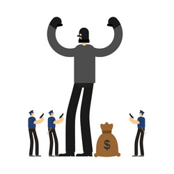 Cop and robber detention policeman burglar Vector Image