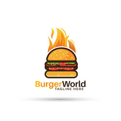 World burger logo design Royalty Free Vector Image