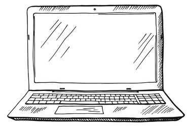 Laptop computer with blank black screen realistic Vector Image