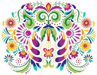 Mexican flower traditional pattern background Vector Image