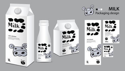 Milk package design label design boxes Royalty Free Vector