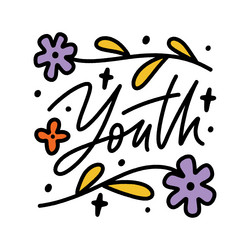 Youth day lettering text hippy doodle typography Vector Image