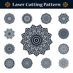 Laser cut round ornamental panels set Royalty Free Vector