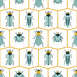 Hand-drawn cute blue bugs in art deco style Vector Image