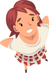 Smiling young woman character looking up view Vector Image
