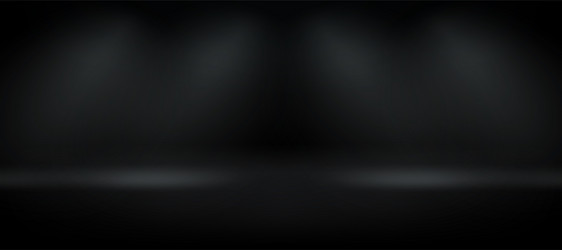 Deep black wide room with light projectors 3d Vector Image