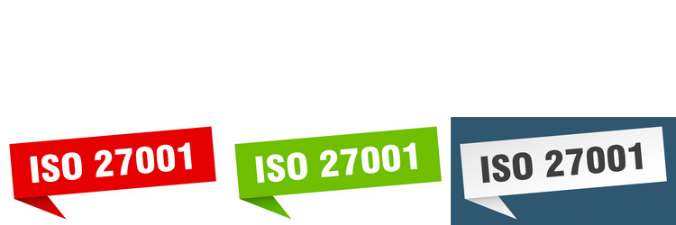 Iso 27001 ribbon isolated band sign Royalty Free Vector