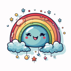 Rainbow hand-drawn comic rainbow doodle style Vector Image