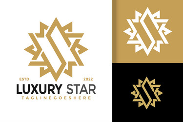 Letter s golden star logo design Royalty Free Vector Image