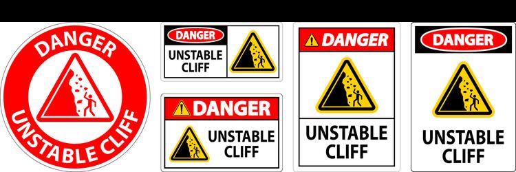 Water safety sign danger - unstable cliff Vector Image