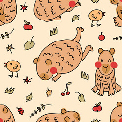 Hand drawn chibi opossum seamless pattern perfect Vector Image