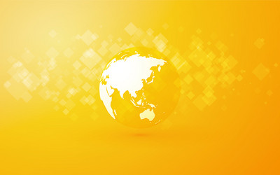 Earth globe with asia abstract yellow background Vector Image