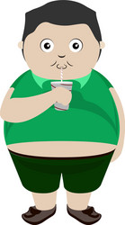 Fat kid drinking a soda Royalty Free Vector Image