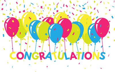 Congratulations banner with balloon Royalty Free Vector